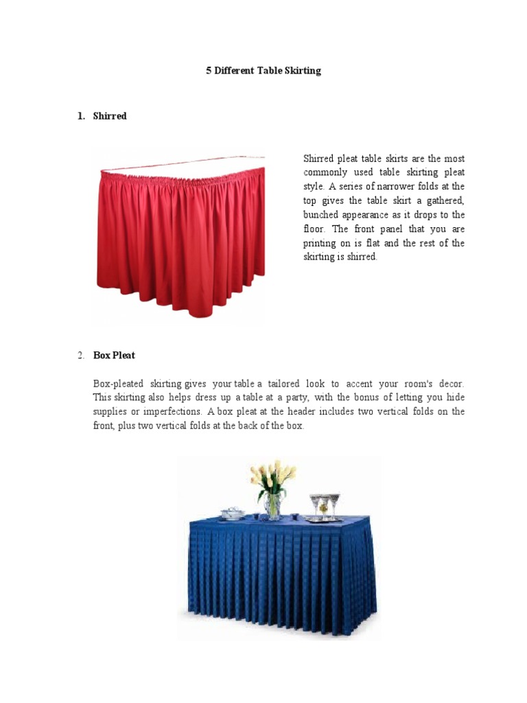 5 Different Table Skirting | PDF | Skirt | Fashion