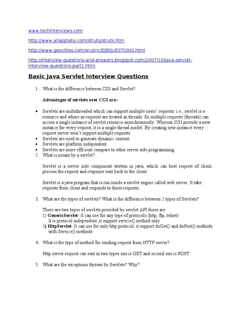 Basic Servlet Faqs Pdf Java Servlet Hypertext Transfer Protocol