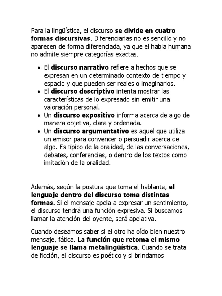 Formas Discursivas. Diferenciarlas No Es Sencillo y No | PDF ...
