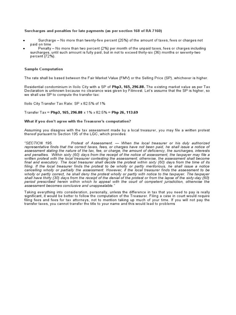 Computation and Procedure | PDF | Fee | Taxpayer