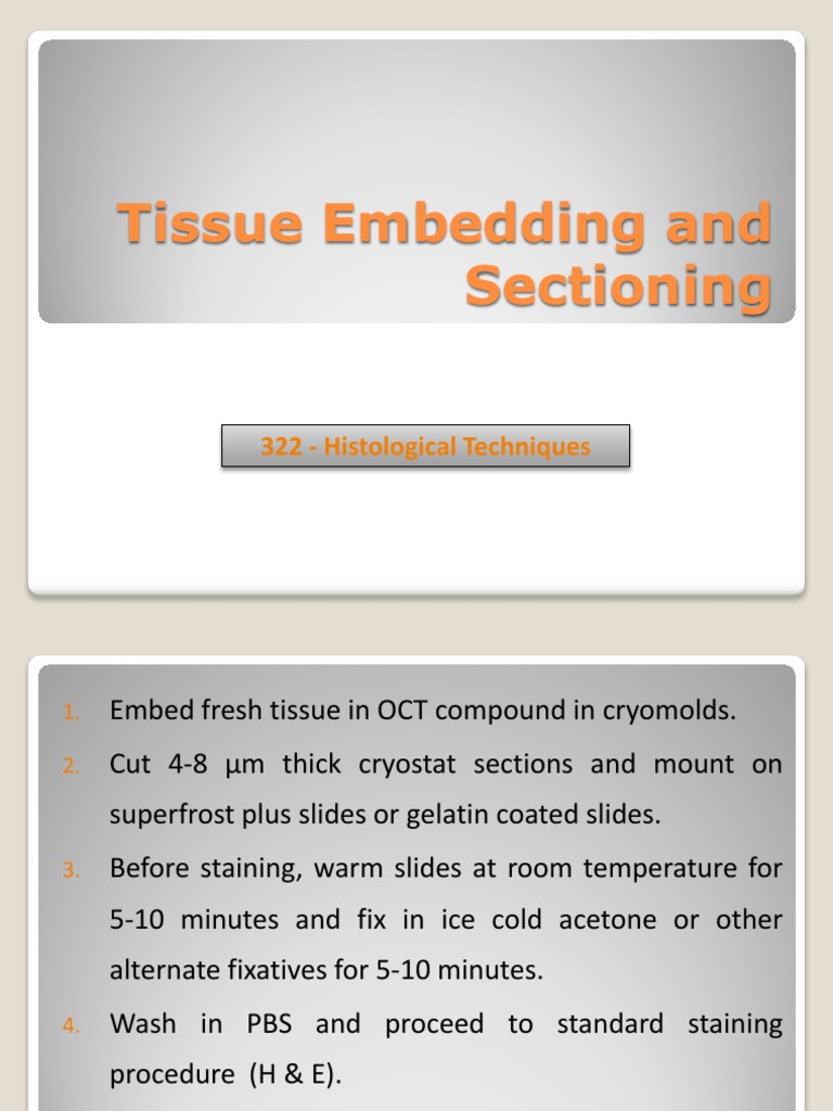 Tissue Embedding and Sectioning: 322 - Histological Techniques | PDF ...