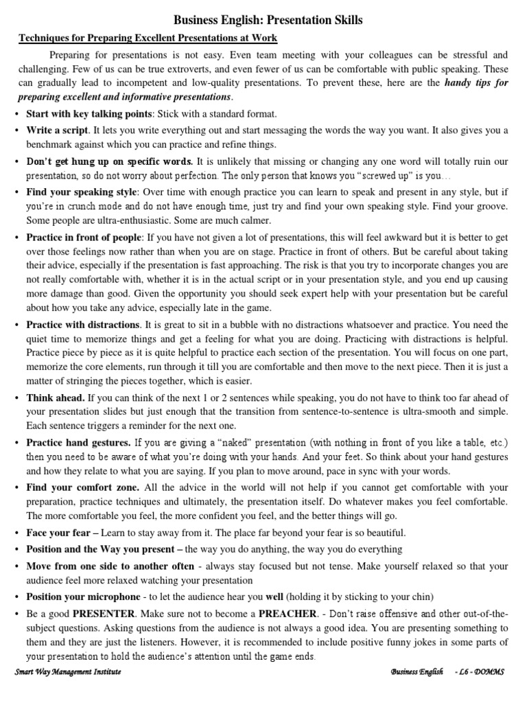 Business English: Presentation Skills: Preparing Excellent and ...
