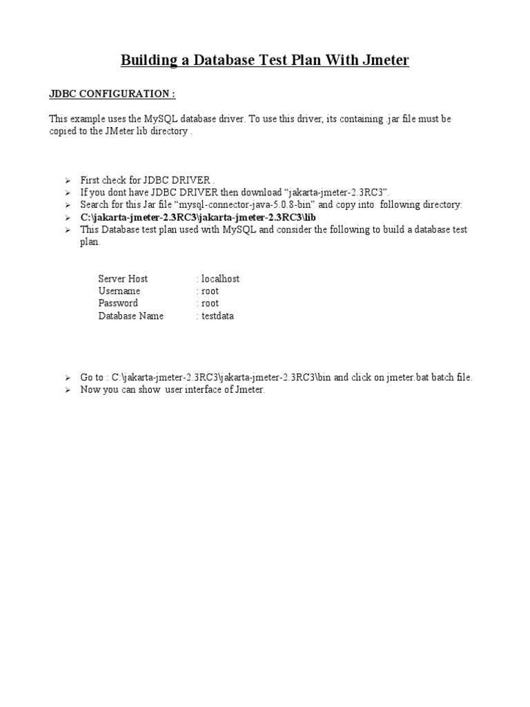 JMeter Database Test Plan Guide | PDF | My Sql | User (Computing)