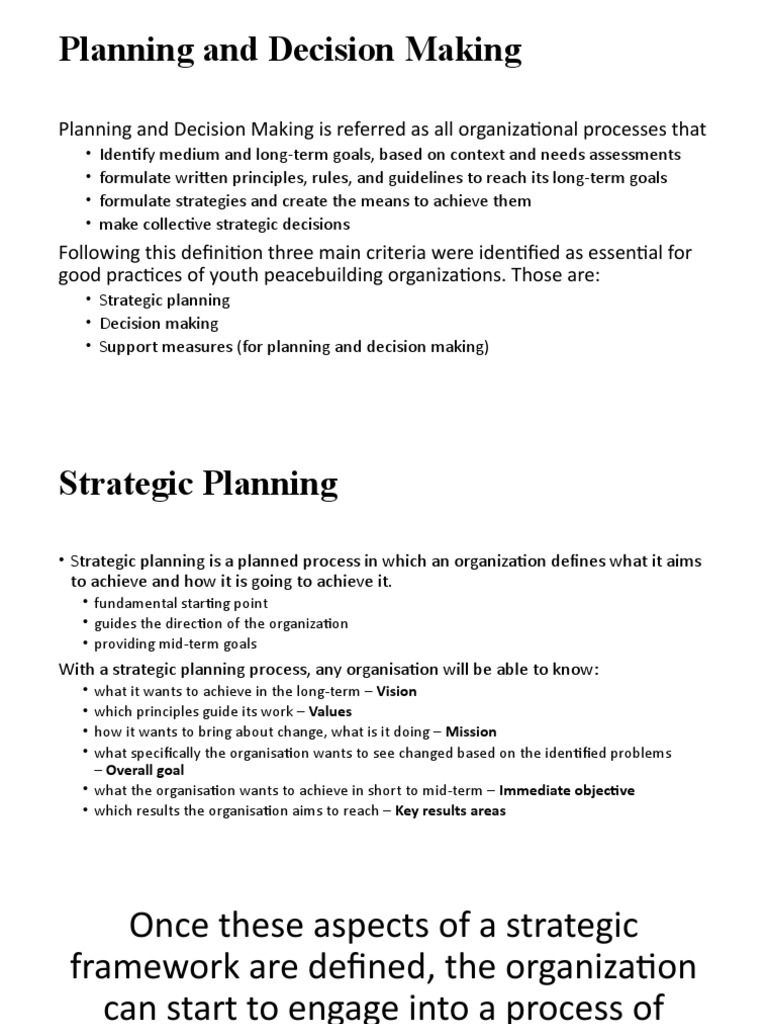 Planning and Decision Making | PDF | Strategic Planning | Goal