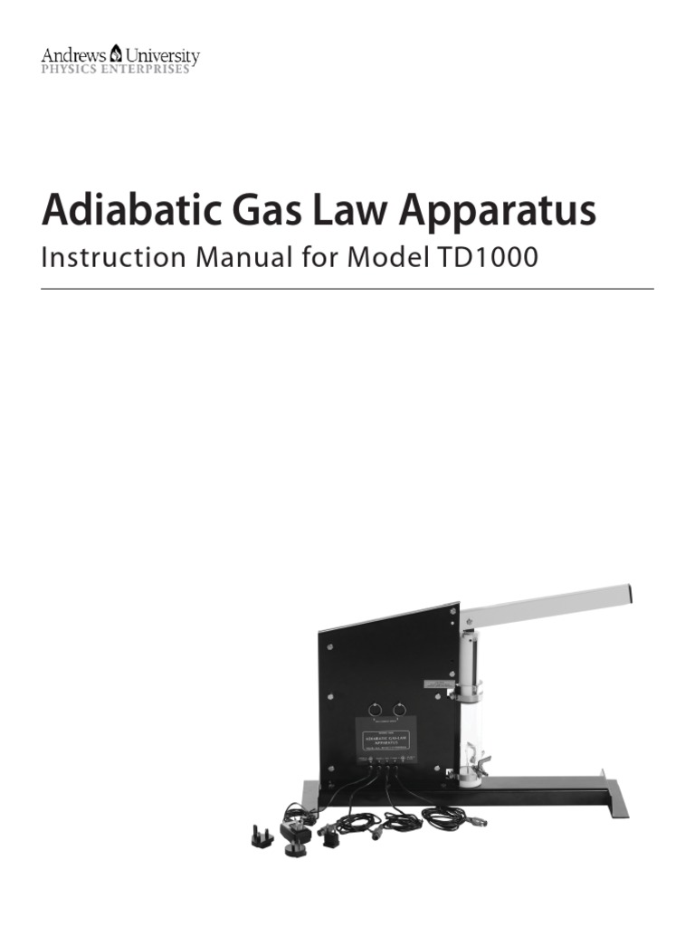 Adiabatic Gas Law Apparatus Model Td1000 Pdf Pdf Gases Heat