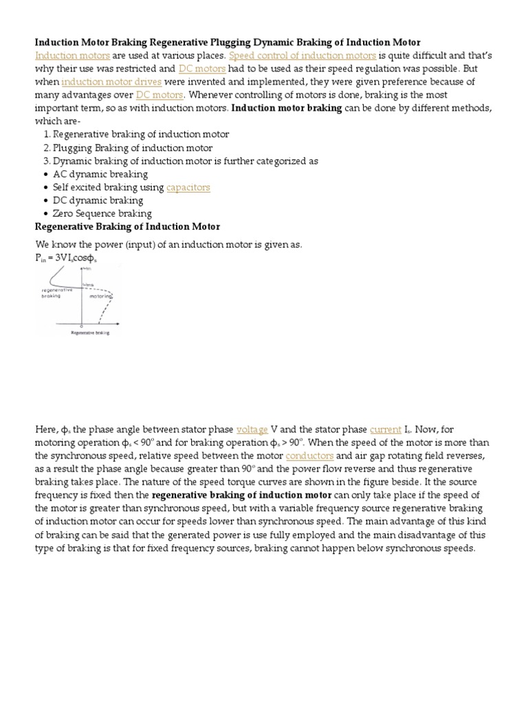 Induction Motor Braking Methods Guide | PDF | Electric Motor | Capacitor