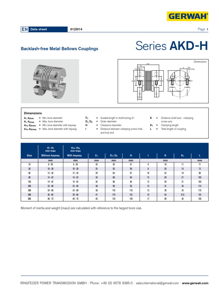 RPT GERWAH Backlash-Free Metal Bellows Coupling AKD H EN | PDF ...