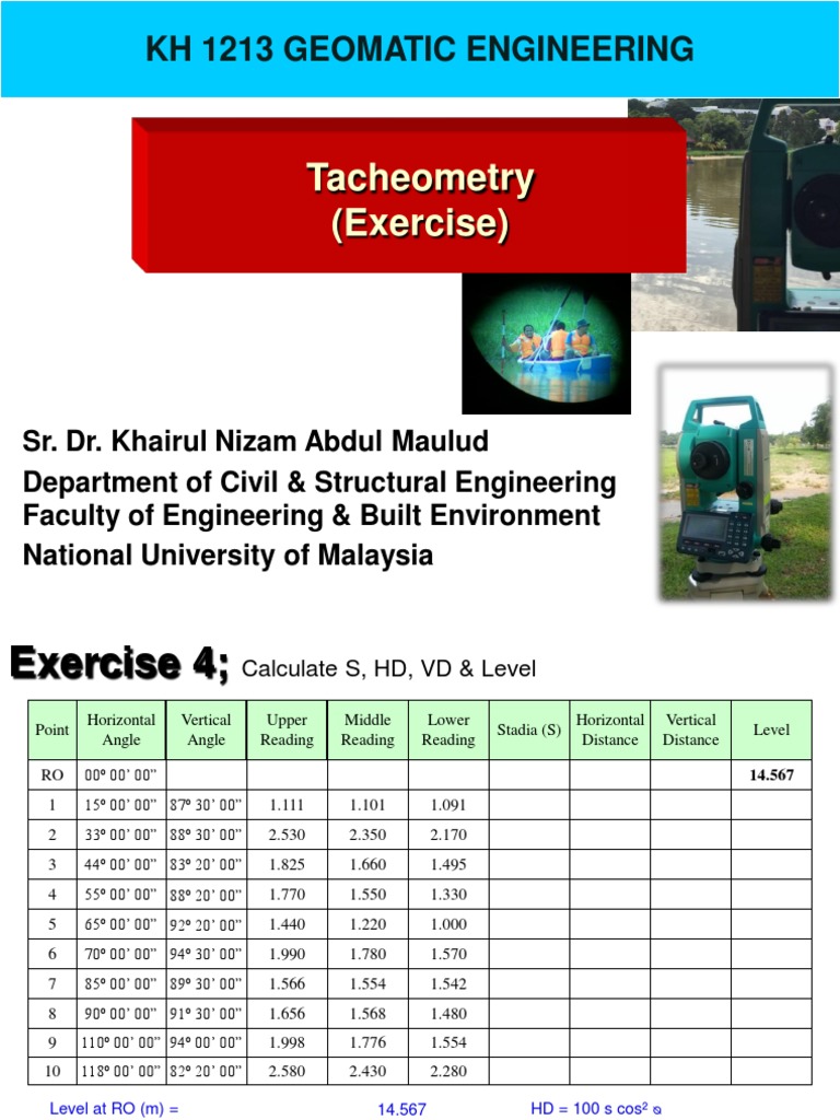 Exercise 4 Tacheometry Exercise | PDF