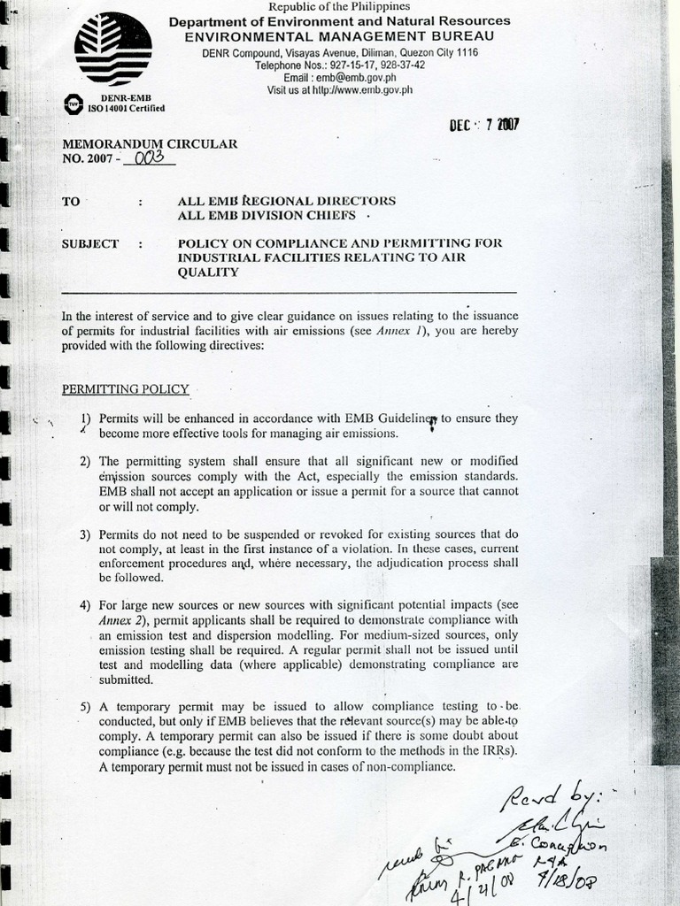 Permit To Operate MC2007-03 PDF | PDF