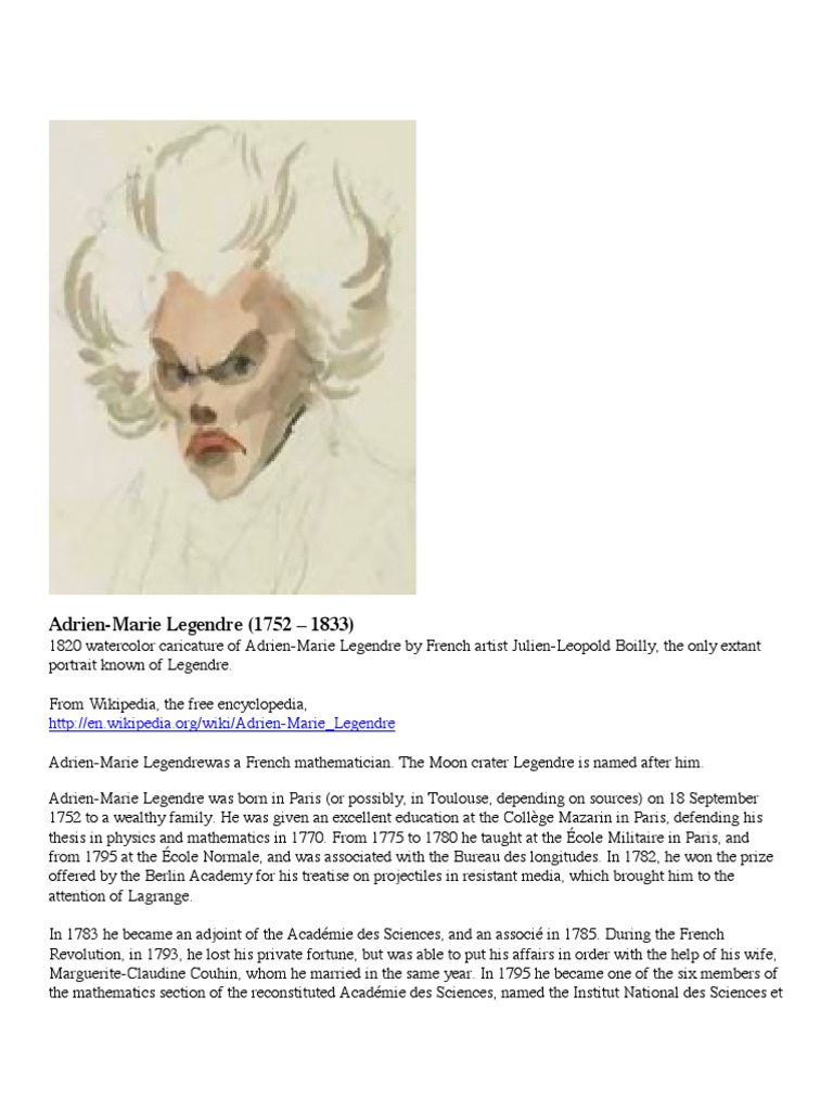 Adrien-Marie Legendre (1752 - 1833) | PDF | French People | Paintings