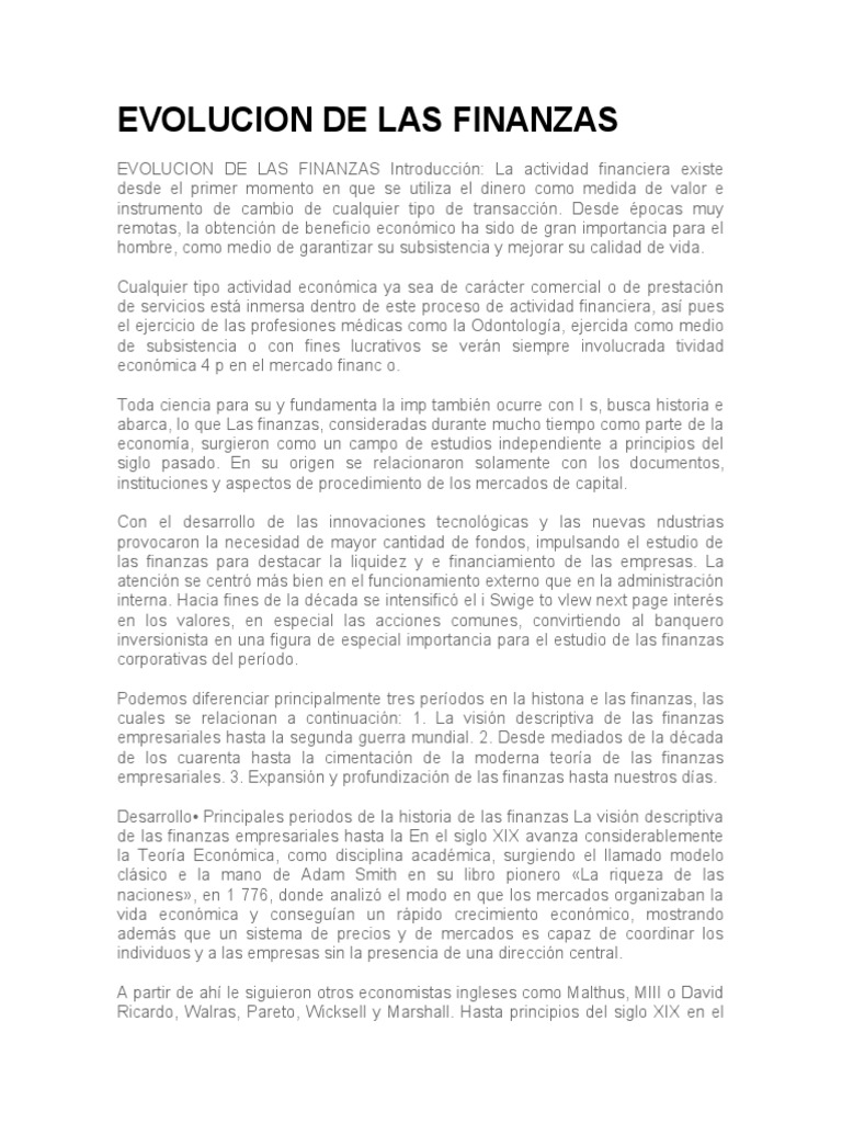 Evolucion de Las Finanzas | PDF | Compartir (Finanzas) | Opción (Finanzas)