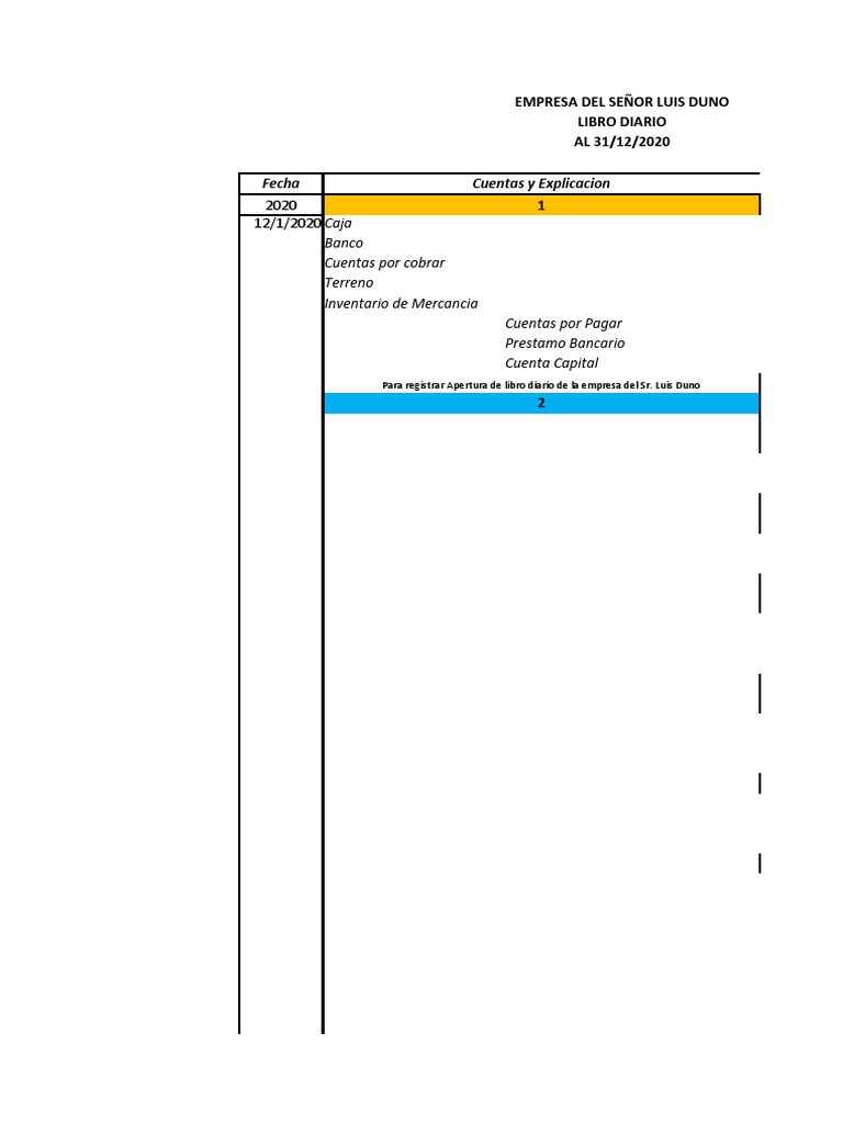Modelo de Libro Diario Mayor en Excel | PDF