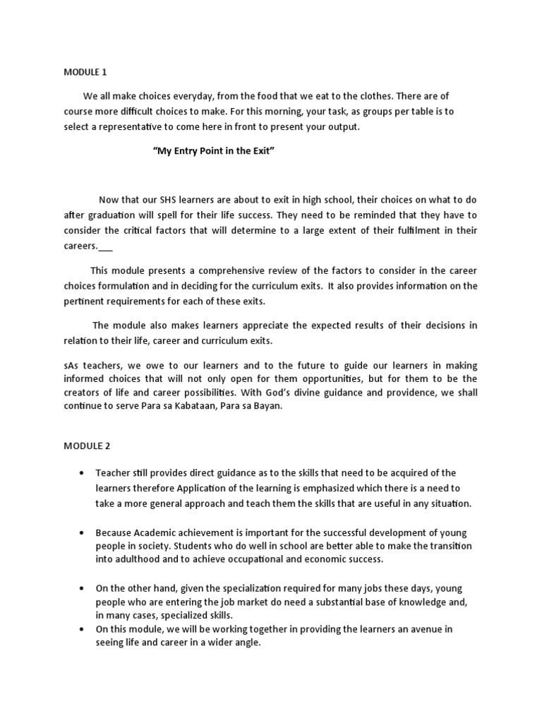 Career Guidance MODULE Guide | PDF | Curriculum | Learning