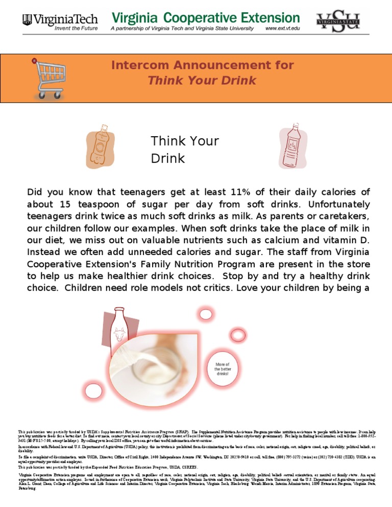 Think Your Drink Announcement 11 2010 | PDF | United States Department ...
