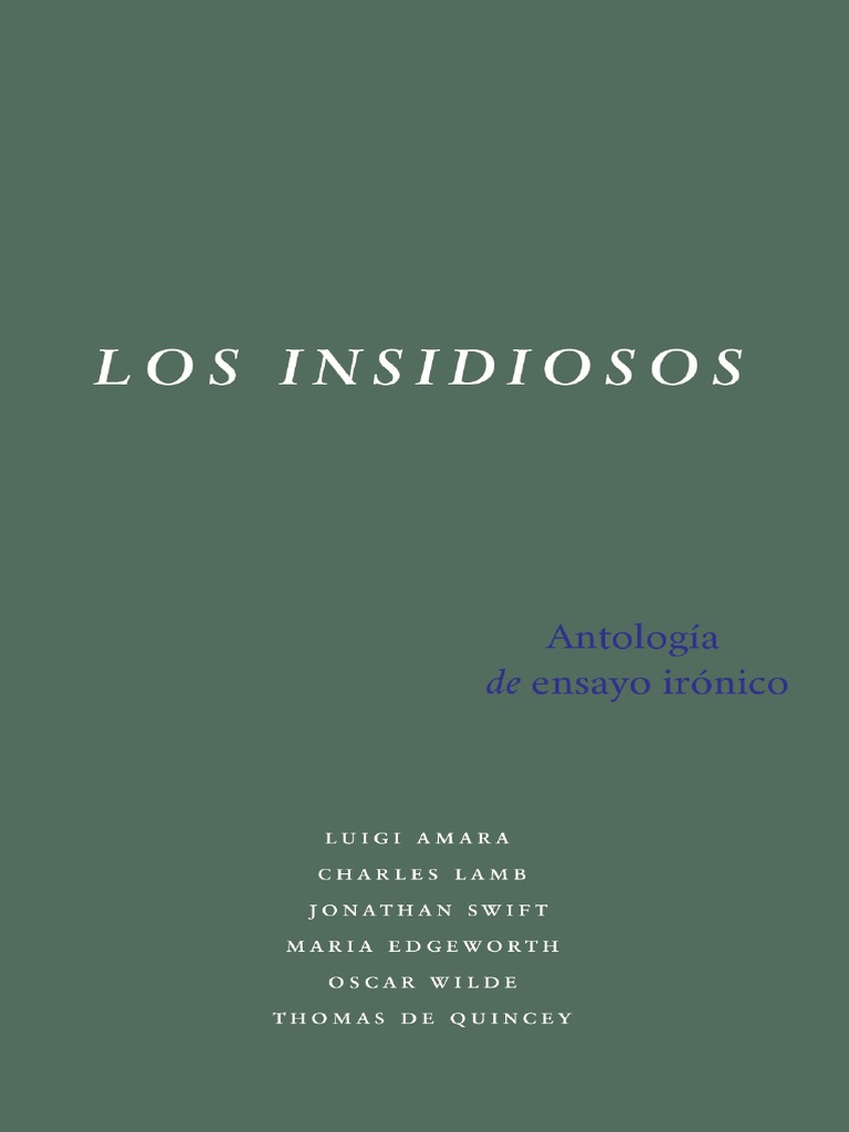 Los Insidiosos, Antologia de Ensayo Irónico PDF | PDF | Humor | Oscar Wilde