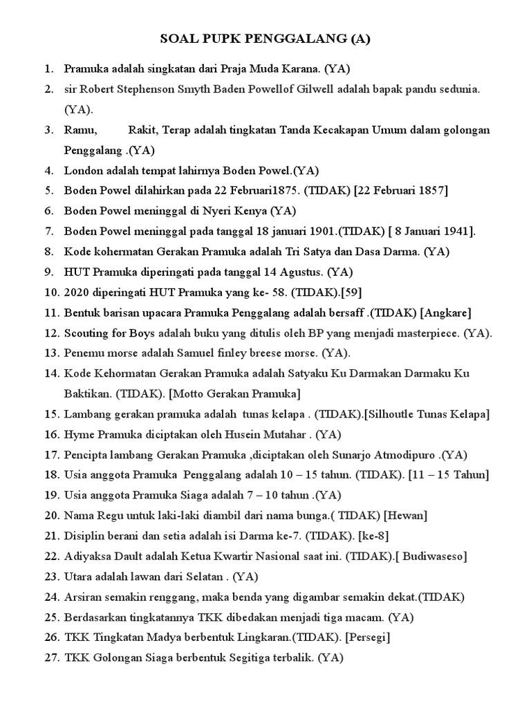 Soal Pupk Penggalang | PDF