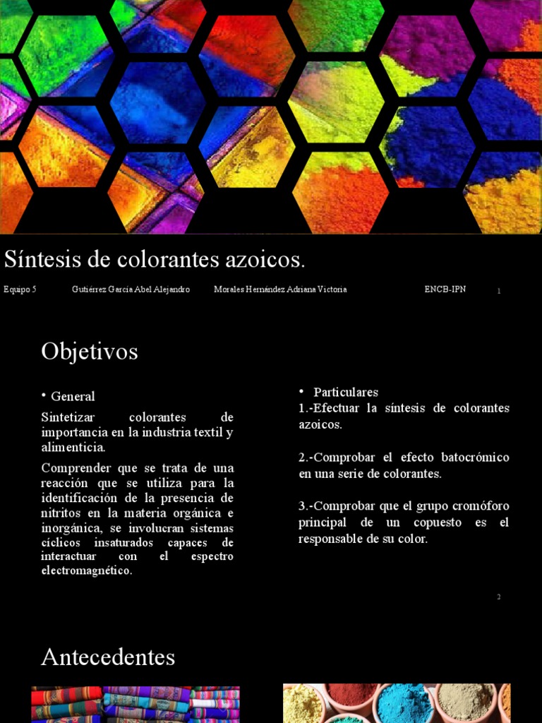 Síntesis de Colorantes Azoicos Equipo 5 2IV1 Final | PDF | Cromóforo ...