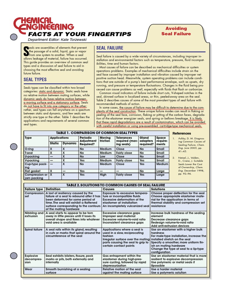 Facts at Your Fingertips-200712-Sealing Systems | PDF | Pressure | Pump