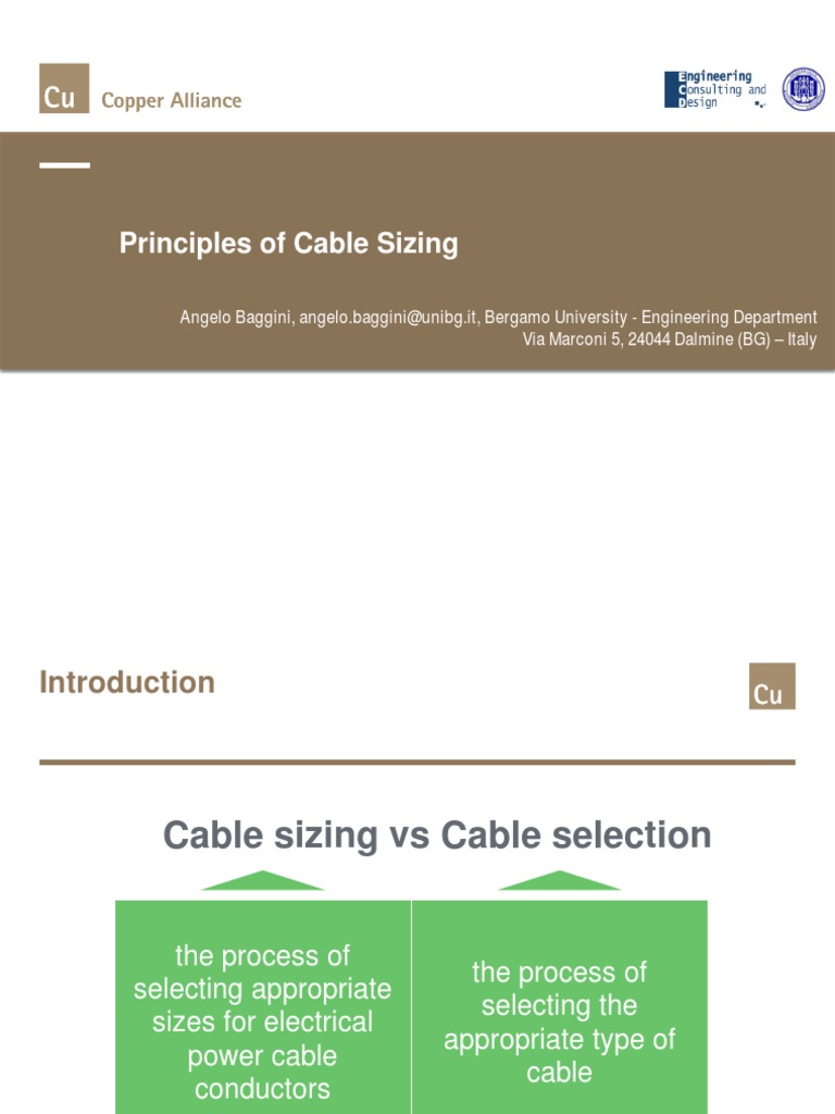 Principles of Cable Sizing PDF | PDF | Electrical Resistance And ...