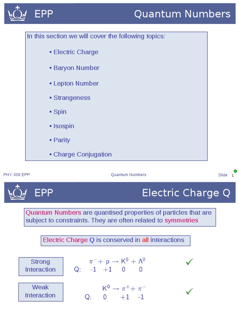EPP Quantum Numbers | PDF | Quark | Spin (Physics)