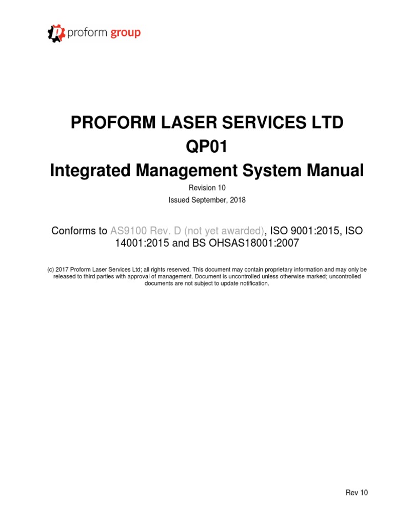 QP01 IMS Manual v10 | PDF | Quality Management | Risk Management