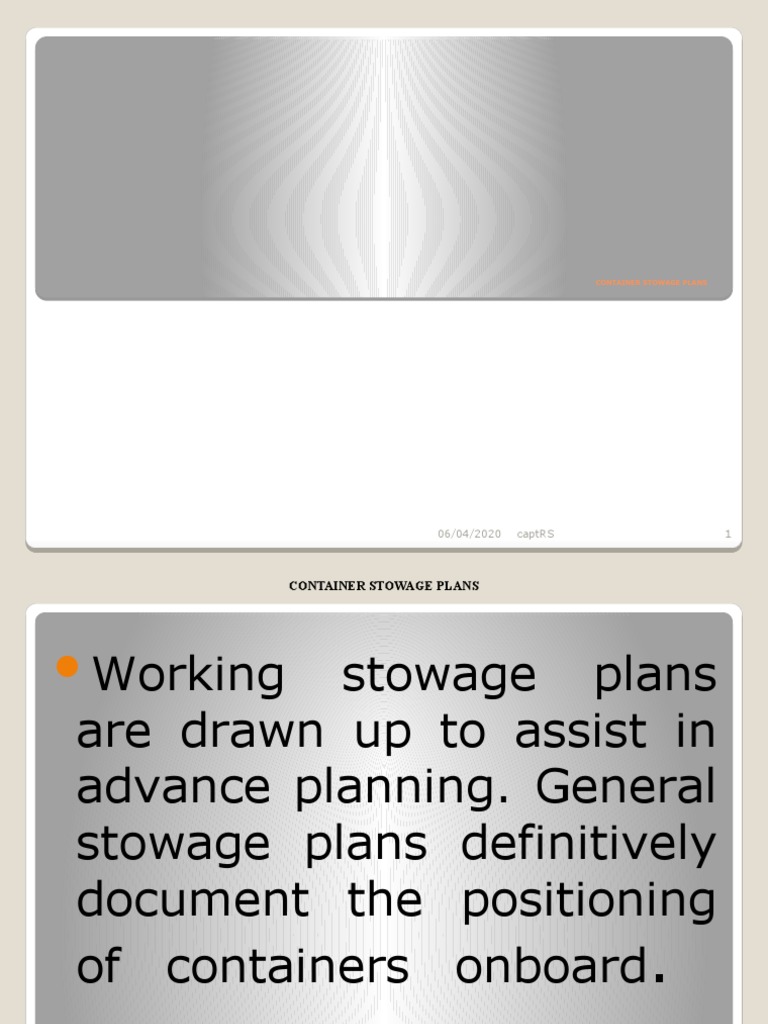 Container Stowage Plan Overview | PDF | Deck (Ship) | Ships