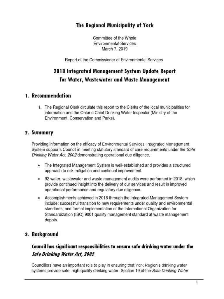 The Regional Municipality of York: Recommendation | PDF | Iso 9000 | Audit