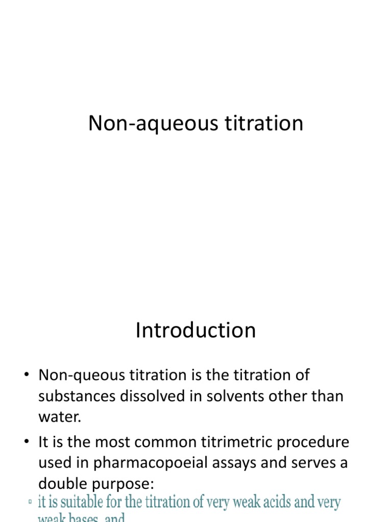 Non-Aqueous Titration 1 | PDF | Acid | Atoms