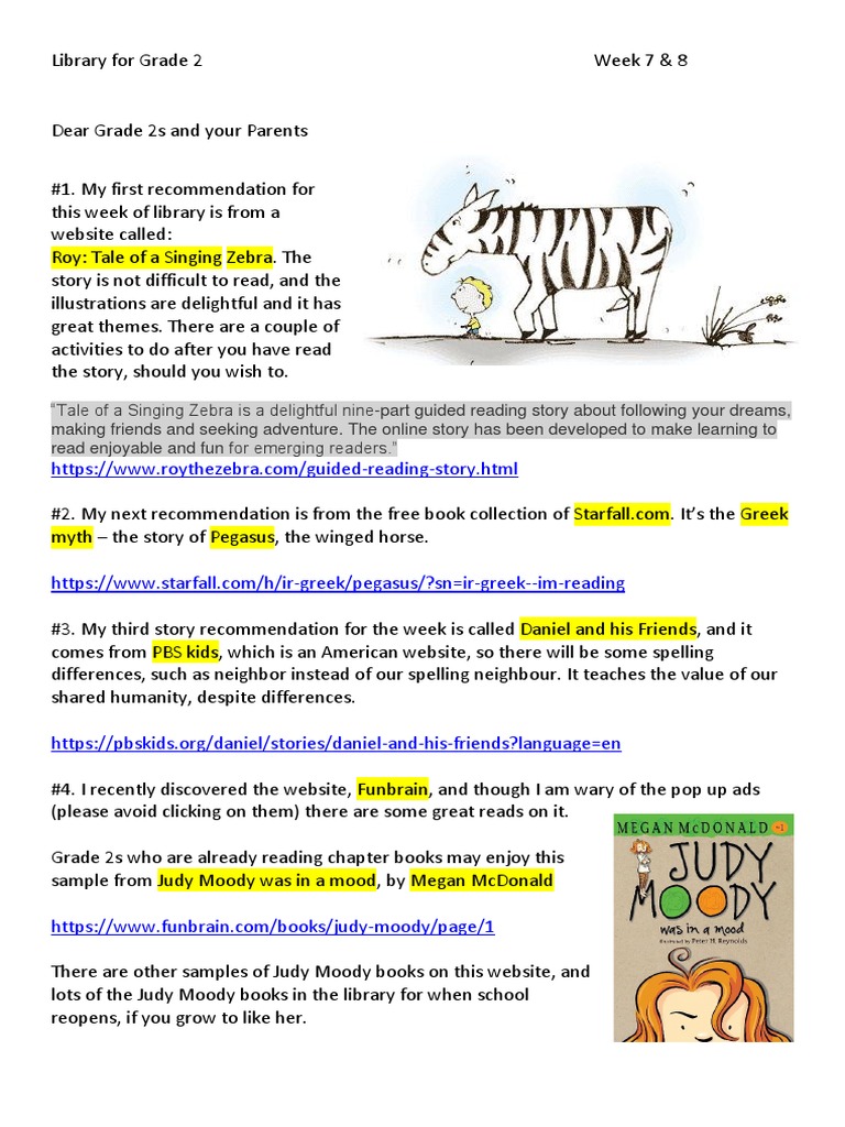 Grade 2 Library Reading Recommendations | PDF
