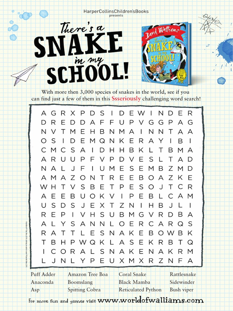 There Is A Snake in My School Wordsearch | PDF