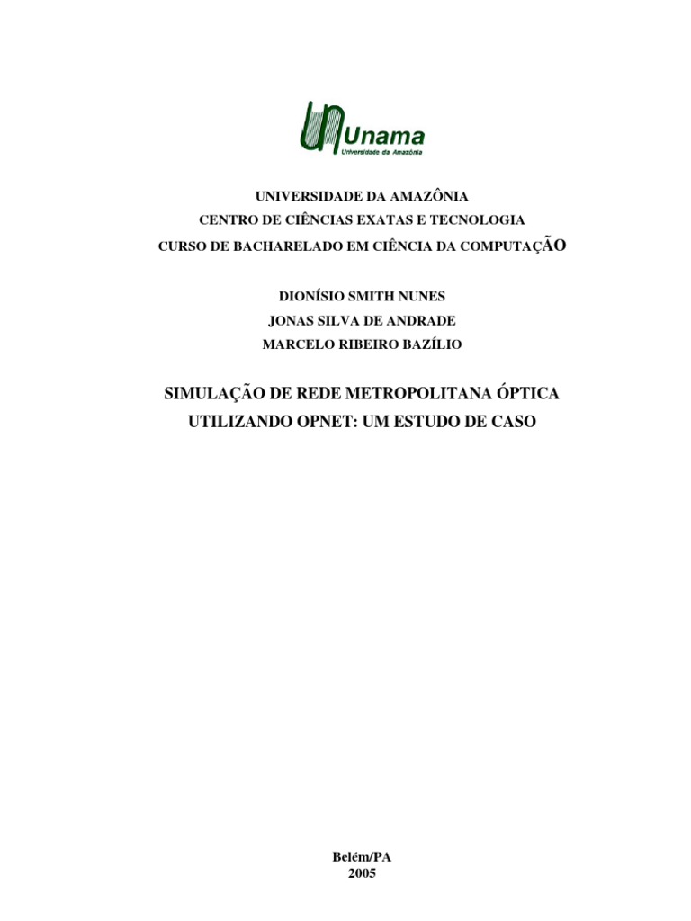 Simulação de REDE ÓPTICA - OPNET | PDF | Rede de computadores | Fibra ótica