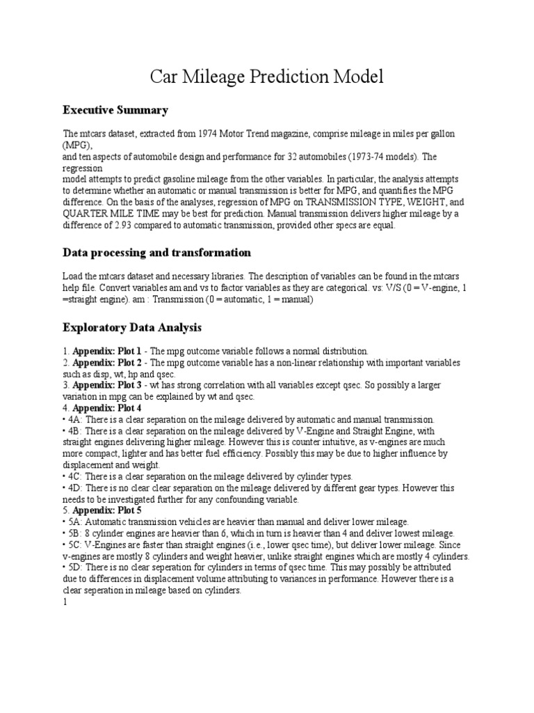 Car Mileage Prediction Model Analysis | PDF | Fuel Economy In Automobiles | Errors And Residuals