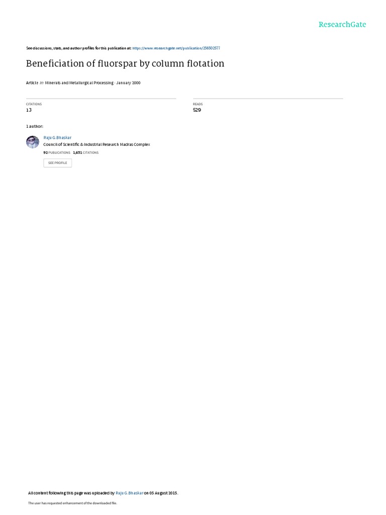 Fluorspar Flotation | PDF | Minerals | Materials