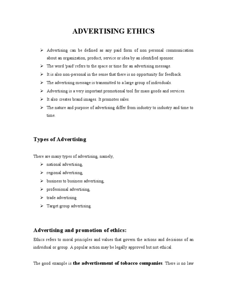 Advertising Ethics | PDF | Advertising | Psychological Concepts
