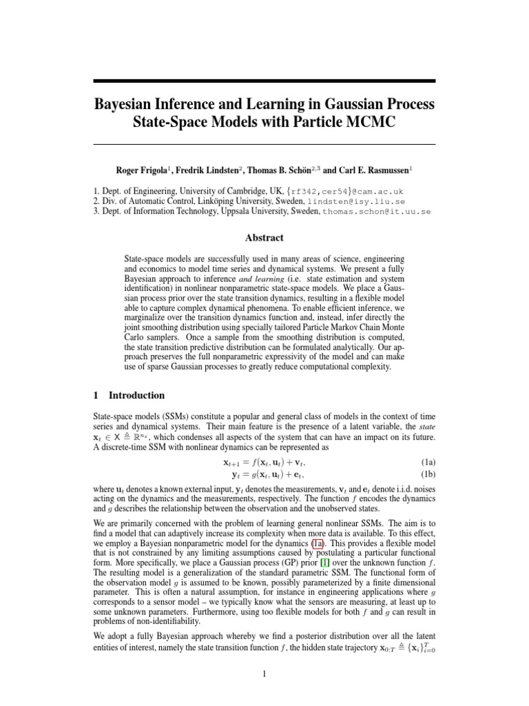 Frigola Bayesian Inference and Learning in Gaussian Process State Space Models With Particle ...