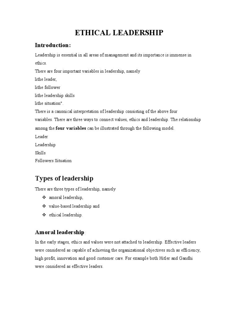 Ethical Leadership | PDF | Trust (Emotion) | Leadership