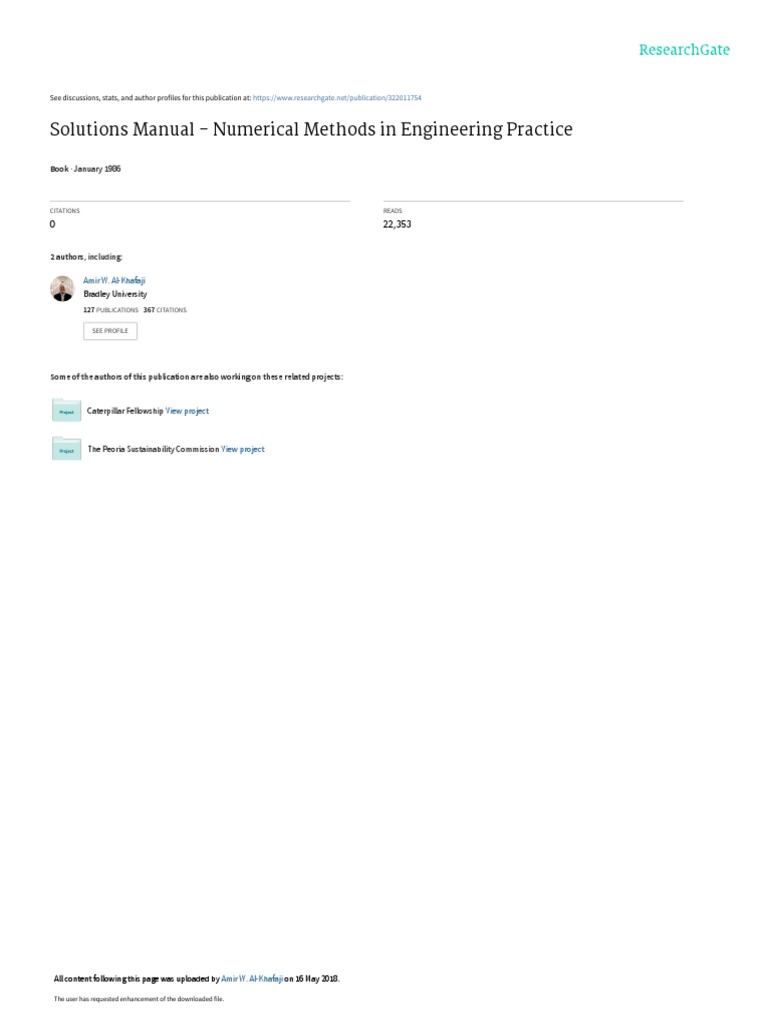 Solutions Manual - Numerical Methods in Engineering Practice | PDF