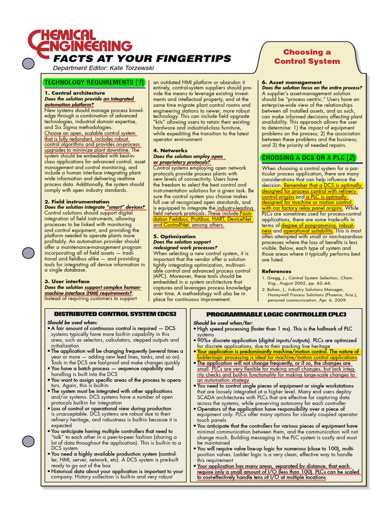 Facts at Your Fingertips-200905-Choosing A Control System | PDF ...