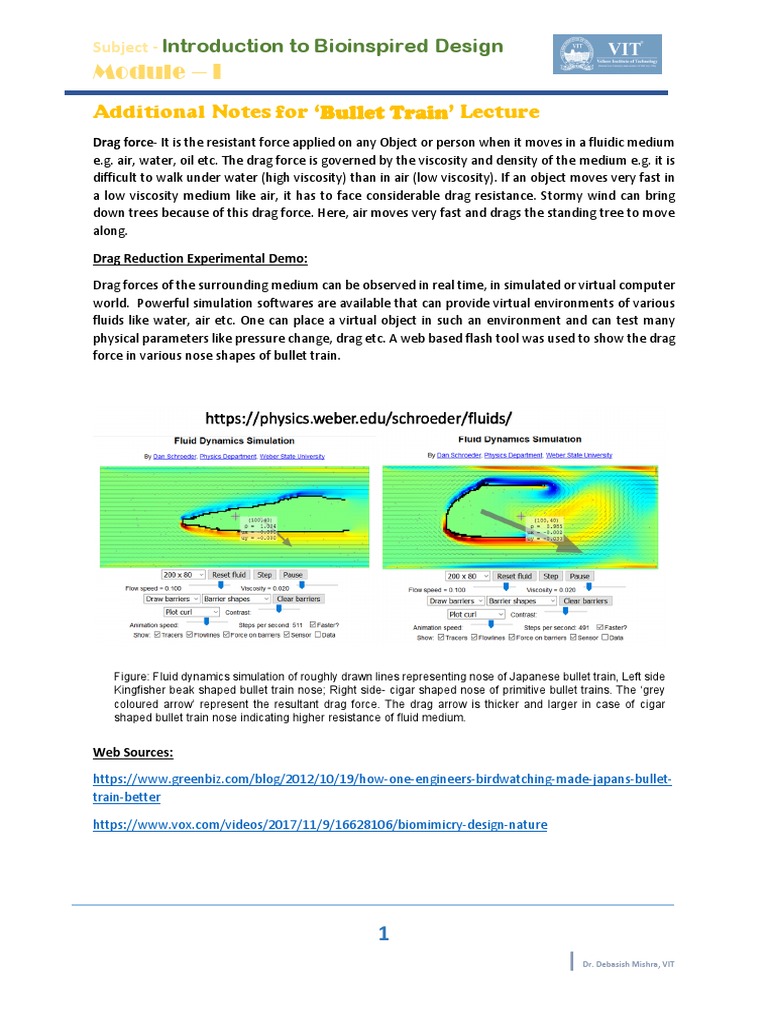 Drag Forces and Bioinspired Design: A Comparison of Bullet Train Nose ...