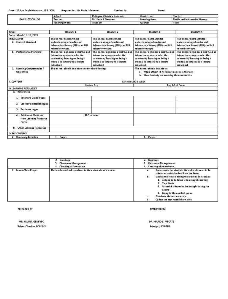 DLL For 3rd Quarter Exam | PDF | Information Literacy | Test (Assessment)
