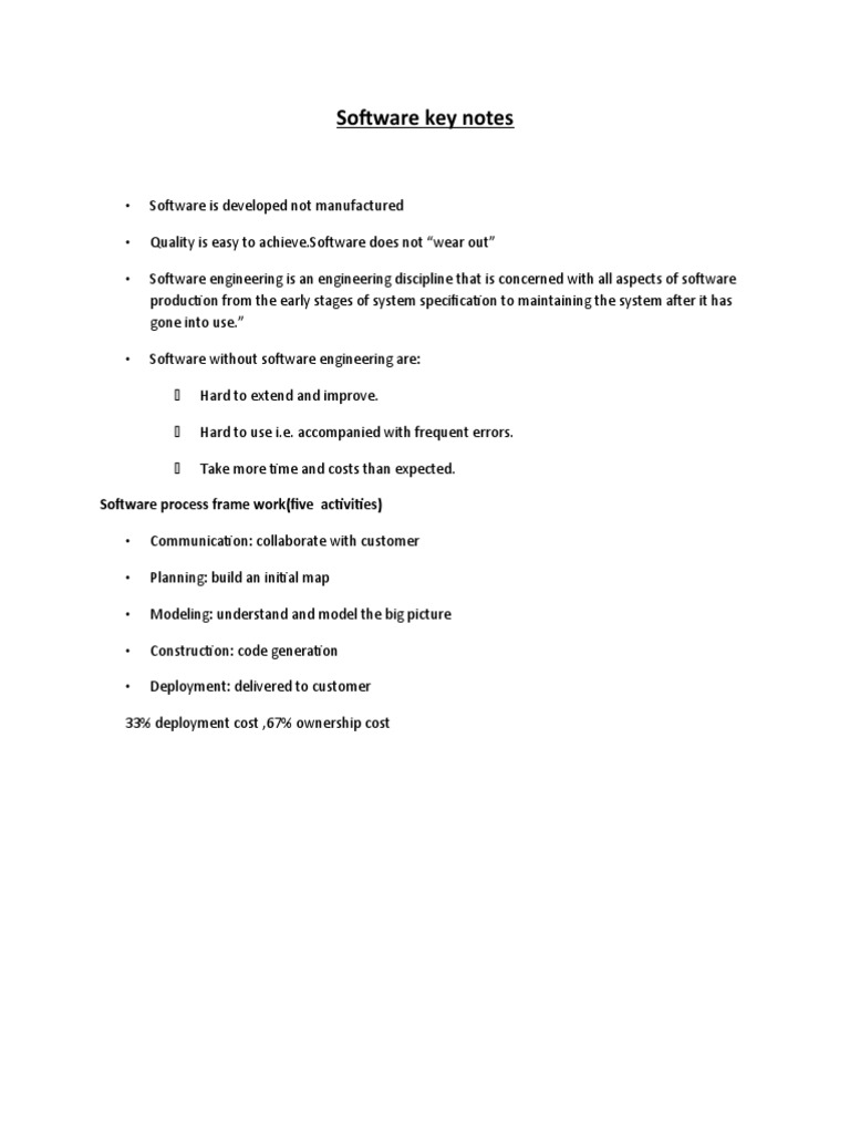 Software Key Notes: Software Process Frame Work (Five Activities) | PDF ...