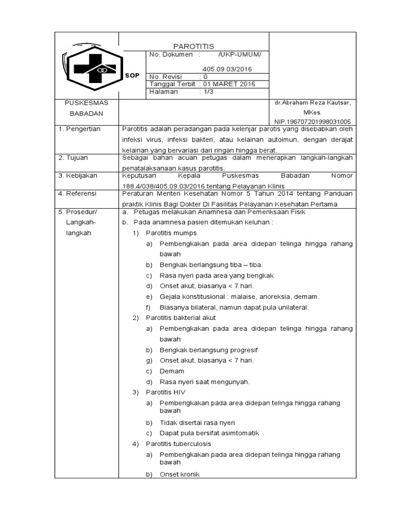 Sop Parotitis | PDF