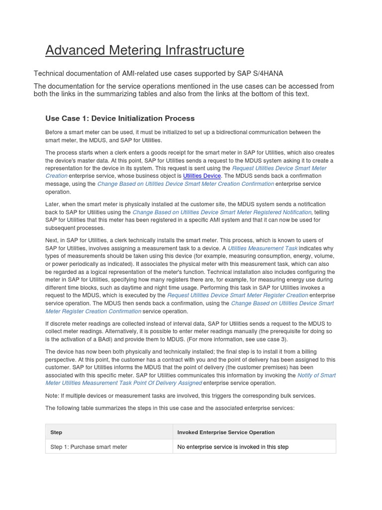 Advanced Metering Infrastructure: Use Case 1: Device Initialization ...