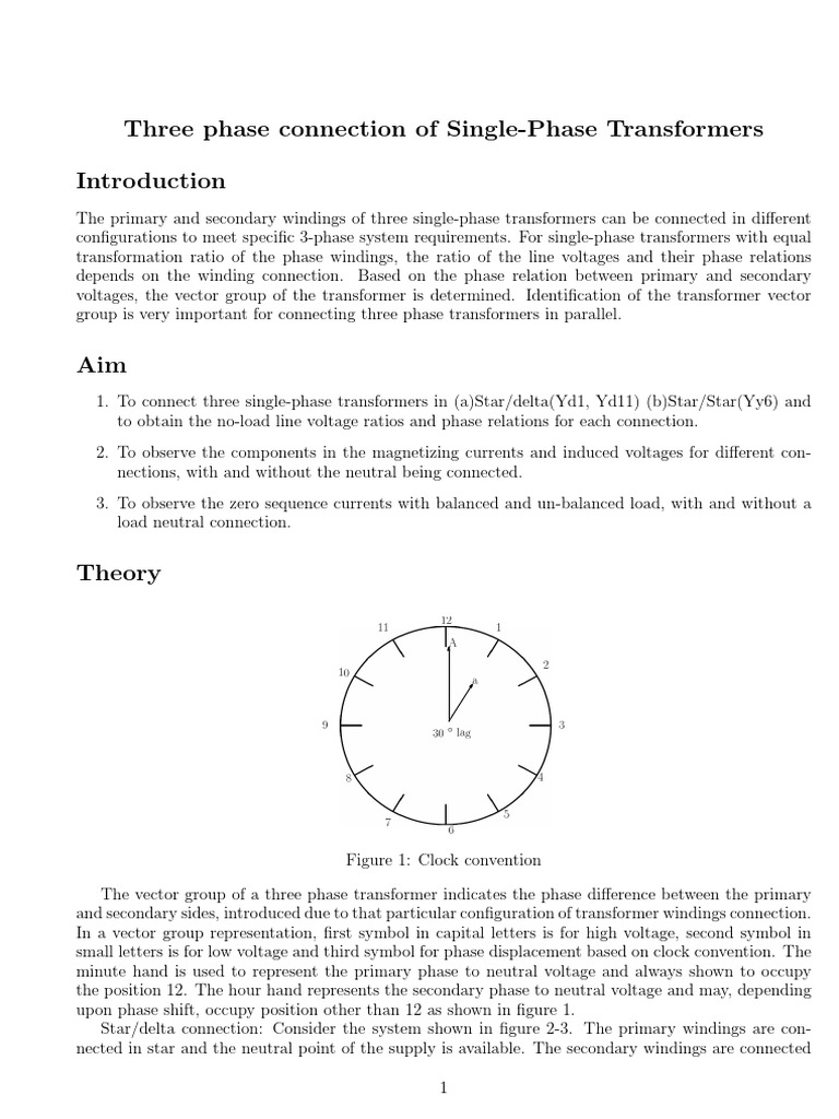 Three Phase Connection of Single-Phase Transformers | PDF | Transformer | Electrical Components
