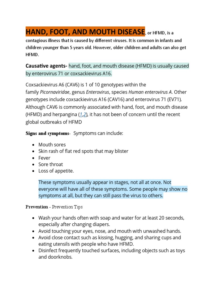 Hand, Foot, and Mouth Disease: Causative Agents | PDF | Virus | Immunology