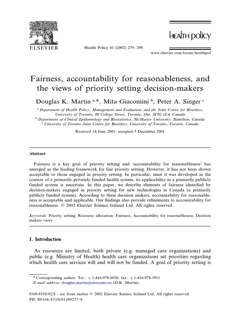 Fairness, Accountability For Reasonableness, and The Views of Priority ...