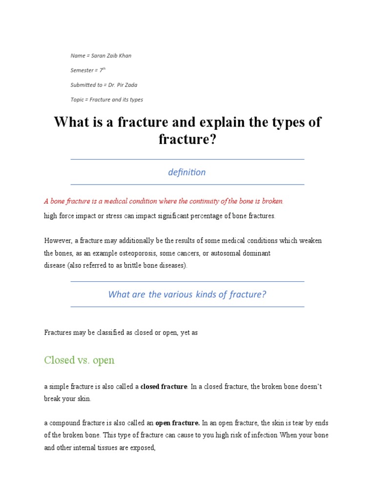 What Is A Fracture and Explain The Types of Fracture?: Closed vs. Open ...