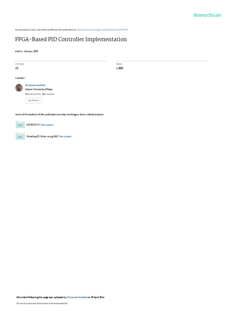 FPGA-Based PID Controller Implementation | Download Free PDF | Field Programmable Gate Array ...