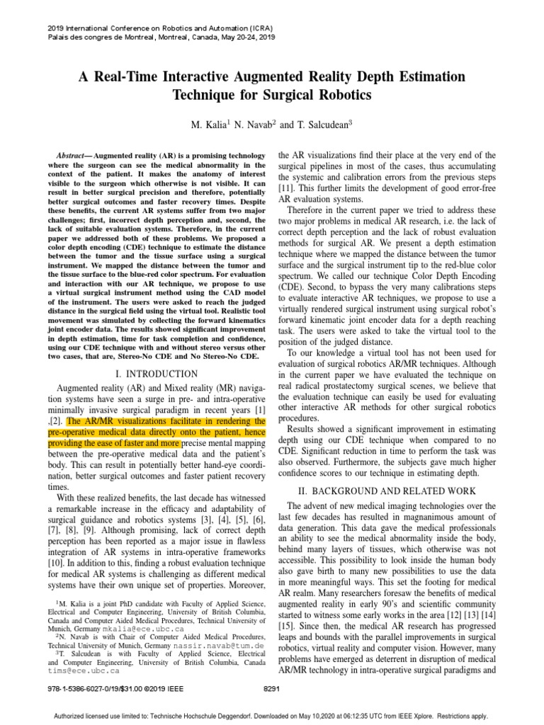 A Real-Time Interactive Augmented Reality Depth Estimation PDF | PDF ...