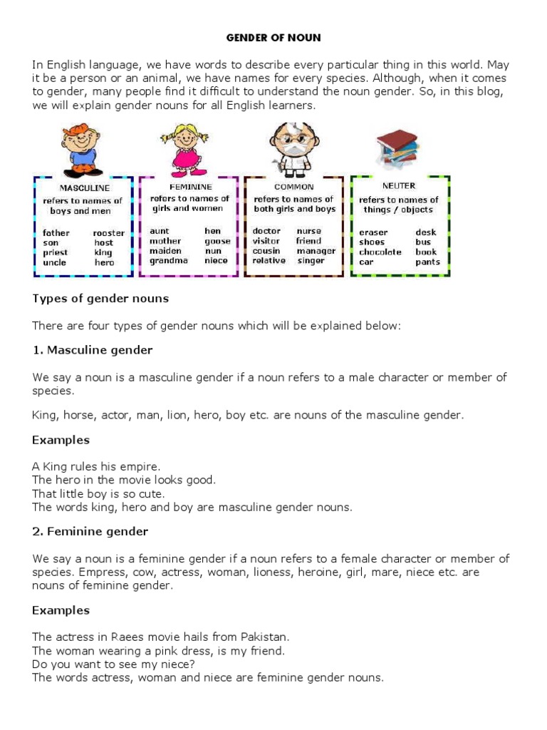 A Guide to Gendered Nouns in English: Masculine, Feminine, Common, and ...